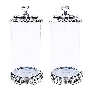 Shining Decorative Crystal Terrarium Clear Glass 500ml Wedding Decoration / Candy Serving / Bathroom Storage Organizer Apothecary Canister Jar for Cotton Balls, Swabs, Makeup Sponges, Cosmetic Pads