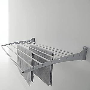 foxydry Fold, Wall-Mounted Clothes Drying Rack, Vertical Folding Indoor Outdoor Clothes line in Aluminium Steel (100 cm)