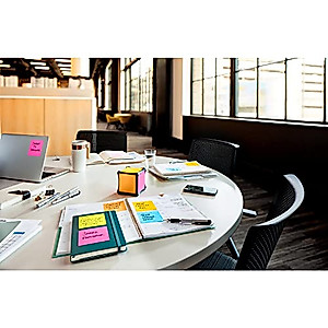 Post-it Super Sticky Full Stick Notes, 3 in x 3 in, 4 Pads, 2x the Sticking Power, Energy Boost Collection, Bright Colors (Orange, Pink, Blue, Green), Recyclable (F330-4SSAU)