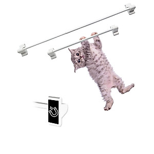 Skywin Magnetic Towel Holder for Refrigerator - 2 Pack Small Magnetic Curtain Rod for Metal Door with Adjustable Length - Fits Towels and Easily Attachable (White)