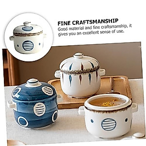HOMSFOU Ceramic Bird's Nest Stew Pot Glass Onion Glass Trifle Bowl Braiser Pan with Lid Braising Pan with Lid Ceramic Soup Bowls Fruit Salad Bowl Ceramics Daily Use Steam Bowl Enamel Dish