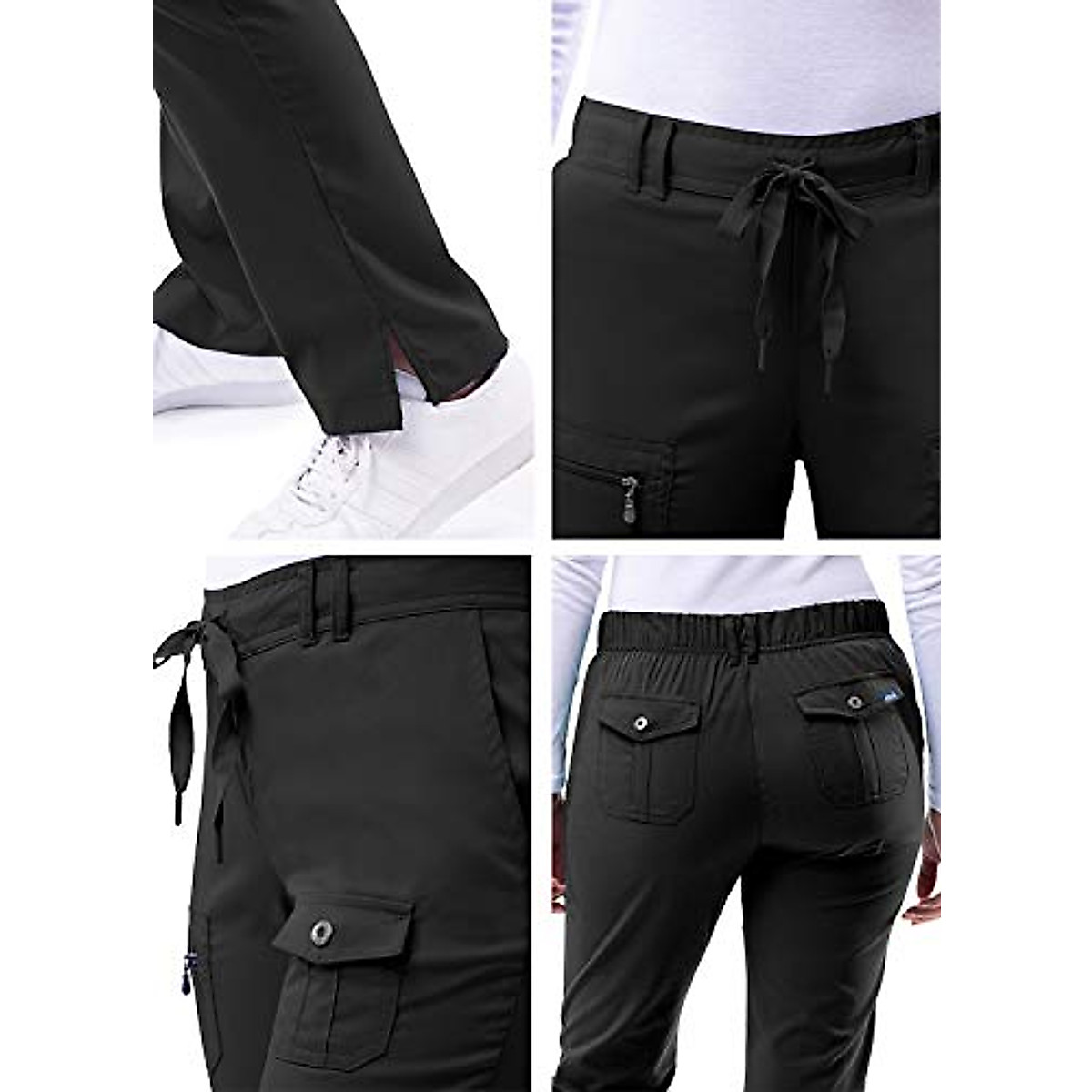 Adar Pro Scrubs for Women - Skinny Leg Yoga Scrub Pants - P4100 - Black - M