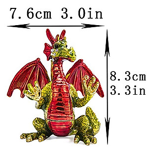 YU FENG Cute Red Pterosaur Trinket Boxes Hinged Crystal Jeweled Dinosaur Animal Figurines Jewelry Display Ring Holder Box