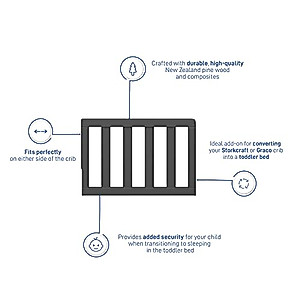 Graco Toddler Safety Guardrail with Slats (Gray) for Storkcraft Crib Conversion – GREENGUARD Gold Certified