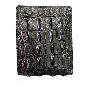 Viet Nam Black Double Side Genuine Real Alligator Hornback Leather Bi-fold Men's Wallet ,Handmade Crocodile Leather Wallet Men, XL