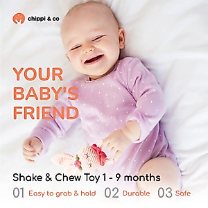 Chippi & Co Crochet Wooden Baby Rattle, Crochet Baby Toys Stuffed Animals Easter Gifts for Kids, Wooden Newborn Toys, Easter Basket Stuffers, Basket Filler for Girls, Boys, Bunny Decor (Clover Bunny)