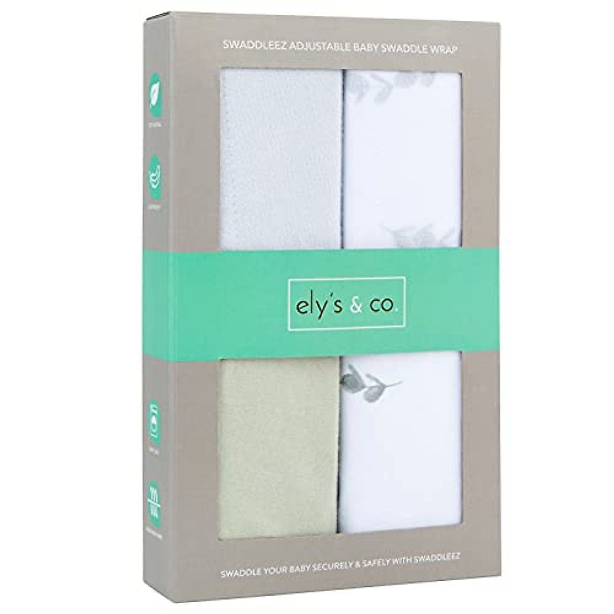 Ely's & Co. Adjustable Swaddle Blanket Infant Baby Wrap 2 Pack (Sage, 0-3 Months)