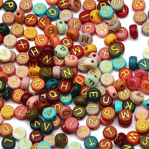 NHBT YU 4 * 7mm Mixed Letter Acrylic Beads Round Flat Loose Spacer Alphabet Beads for Jewelry Making Handmade DIY Bracelet Necklace Accessories T719 (Item Diameter : 300pcs)