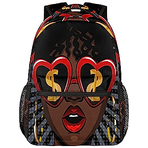 African American Women Kids Backpack for Boys Girls, 16 Inch School Backpack African Woman Bookbags Elementary School Bag Travel Laptop Backpacks Casual Daypack