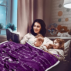 Jhomk I Love You Mom Gift Throw Blanket from Daughter or Son , Mom Birthday Gifts for Mom Unique, A Warm Hug Gift for Christmas, Mothers Day, Valentines Day - (65” x 50” Purple, Sherpa)