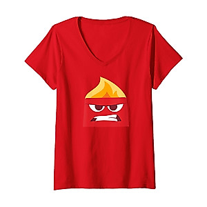 Womens Disney and Pixar’s Inside Out Anger Red V-Neck T-Shirt