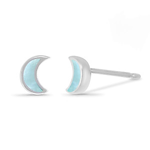 Boma Jewelry Sterling Silver Blue Mother of Pearl Crescent Moon Stud Earring