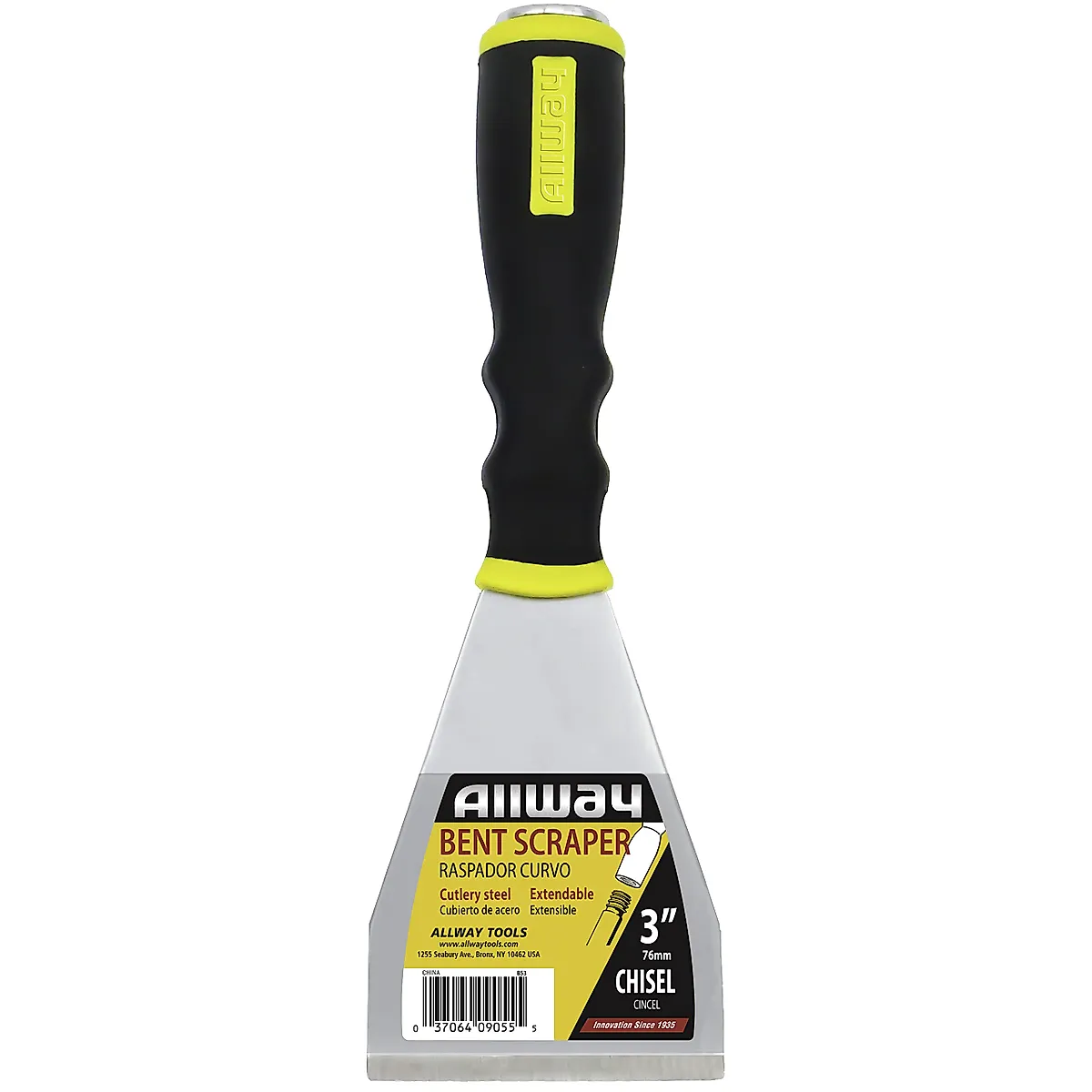 ALLWAY BS3 Soft-Grip Extendable Bent Heavy Duty Scraper with Pole Socket and Hammer End