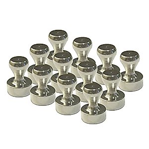 Brute Magnetics 12Pcs Brushed Nickel Magnetic Push Pins, Classroom Decor, Fridge Magnets, Locker Magnets, Magnetic Thumb Tacks for Kitchen, Office, School, Whiteboard, Neodymium Magnet