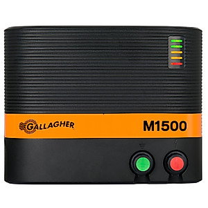 Gallagher M1500 Electric Fence Charger | Powers Up to 160 Miles / 900 Acres of Clean Fence | ​15 Joules, 110 Volt Energizer, Added Power Reserve | Unbeatable Reliability | Easy Installation