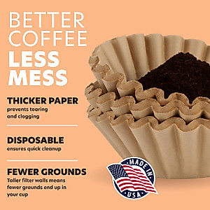 Tupkee Coffee Filters 8-12 Cups - 600 Count, Basket Style, Natural Brown Unbleached Coffee Filter, Made in the USA