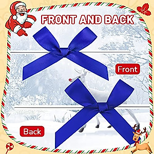 200 Pcs Twist Tie Bows Satin Ribbon 2.6'' DIY Bows for Treat Bags Mini Bows for Crafts Gift Wrapping Bows for Candy Bags, Christmas, Wedding, Party Present Decoration (Royal Blue)