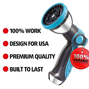 AyayaBoss Garden Hose Nozzle, Water Spray Nozzles for Garden Hose, Durable High Pressure Water Hose Sprayer Nozzle with 10 Patterns for Watering Plants, Washing Cars, Cleaning Patio, Showering Pets