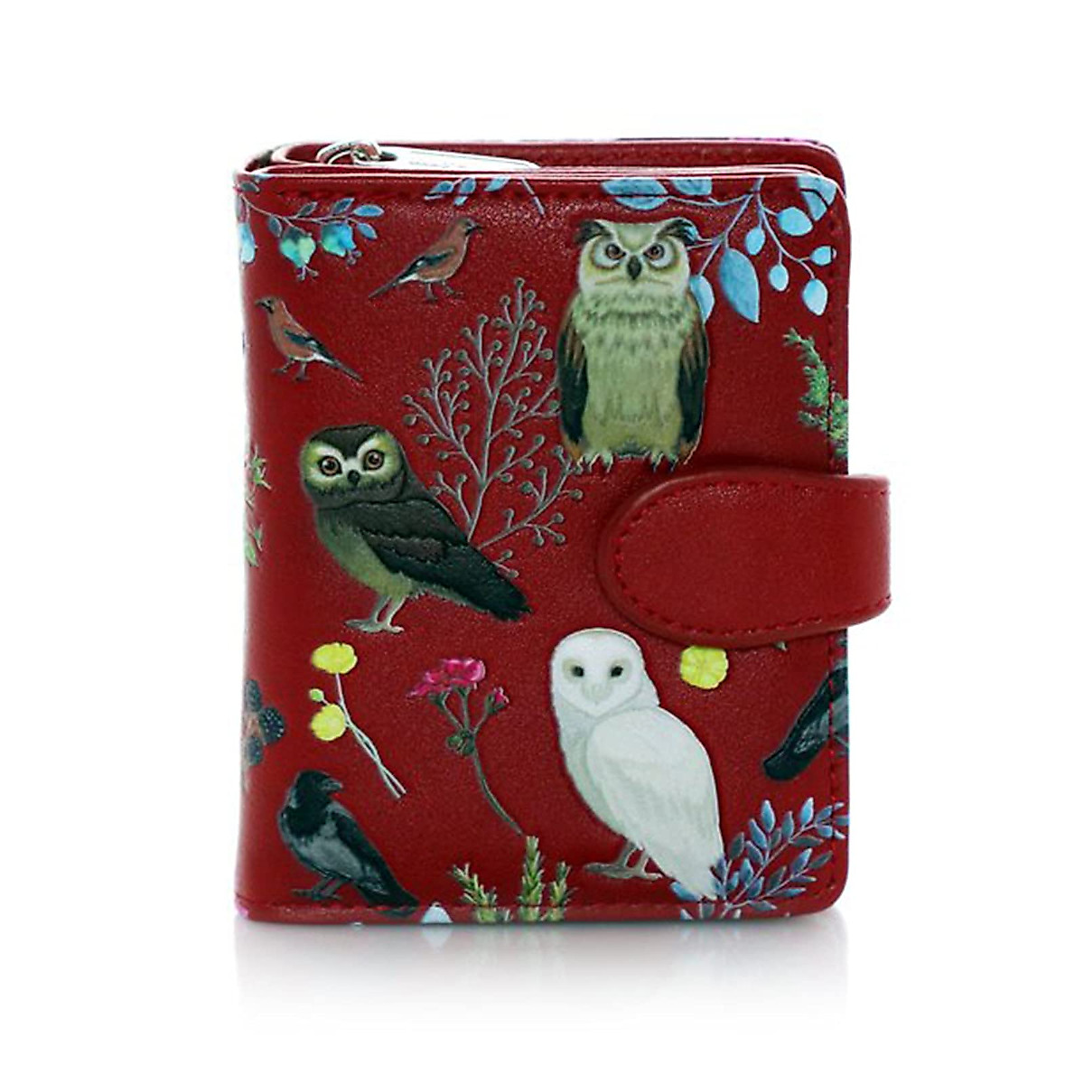 Shag Wear Wild Bird Forest Small Zipper Women's Wallet (Red)