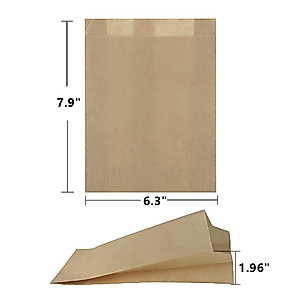 BagDream Paper Sandwich Bags 7.9x6.3x1.96" 200ct Recyclable Kitchens Paper Sack Sandwich Bags, Sealable with Thank You Stickers, Unbleached Natural Kraft Paper Bags