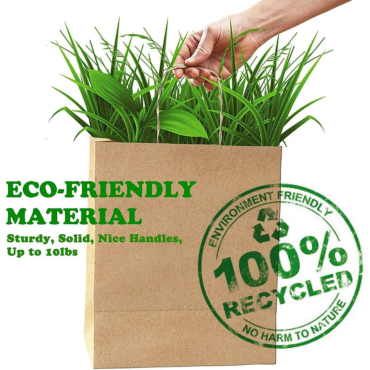 100pcs Kraft Paper Bags 7.9x4.25x10.6" Gift Bag with Handles for Wedding Party Craft Retail Packaging,Recycled Twist handles Brown Shopping Bags (Brown,S-100)