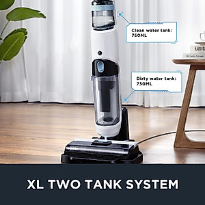 Eureka NEW500 Cordless Wet Dry Vacuum Mop for Multi-Surface Lightweight Hardwood Floors Cleaner with Self-Cleaning System, Voice prompts and Smart Dirt Detecting, XL Water Tank, Black & White