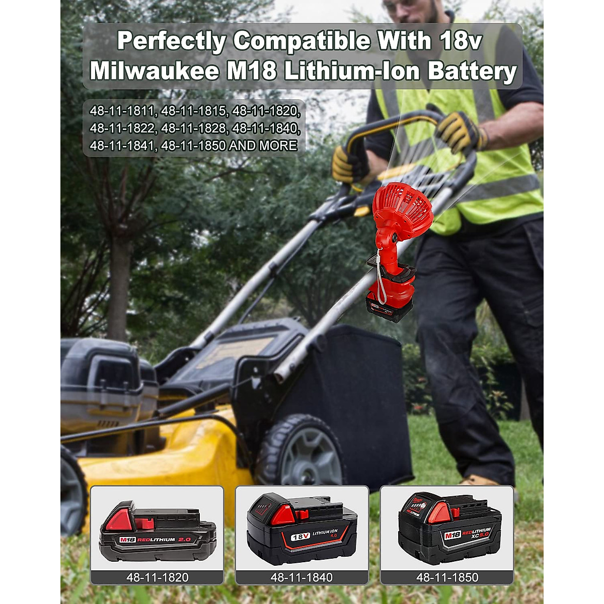 Taingwei Portable Clip on Fan for Milwaukee M18 Battery,18V Battery Powered Stroller Fan with 3 Energy Efficient Speed Settings for Bedroom,Outdoor,Camping and Job Site(Tool Only)