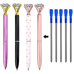 DunBong Black and Blue Ink Pen Refills Replacement Metal Ballpoint Refill 3.2 in for Big Diamond or Crystal Pen and Stylus Pens Pack of 5 (Blue)