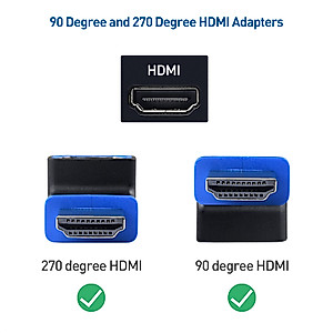Cable Matters Combo-Pack 8K@60Hz Right Angle HDMI 2.1 Adapters with HDR (8K HDMI Right Angle Adapter / 4K@240Hz HDMI 90 Degree Adapter / 270 Degree and 90 Degree HDMI Adapter) in Black