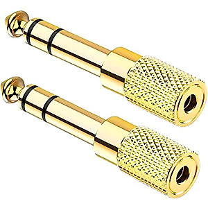 JOMLEY 1/4 to 3.5mm Adapter, 1/8"(3.5mm) Female to 1/4"(6.35mm) Male Adapter, Quarter inch to 1/8 inch Stereo Headphone Adapter, Amp Adapter - 2 Pack