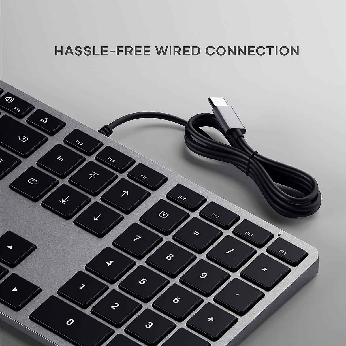 Satechi Slim W3 Wired Backlit Keyboard with Numeric Keypad – Illuminated Keys & USB C Connection – for MacBook Pro, MacBook Air, iPad Pro, iMac and More