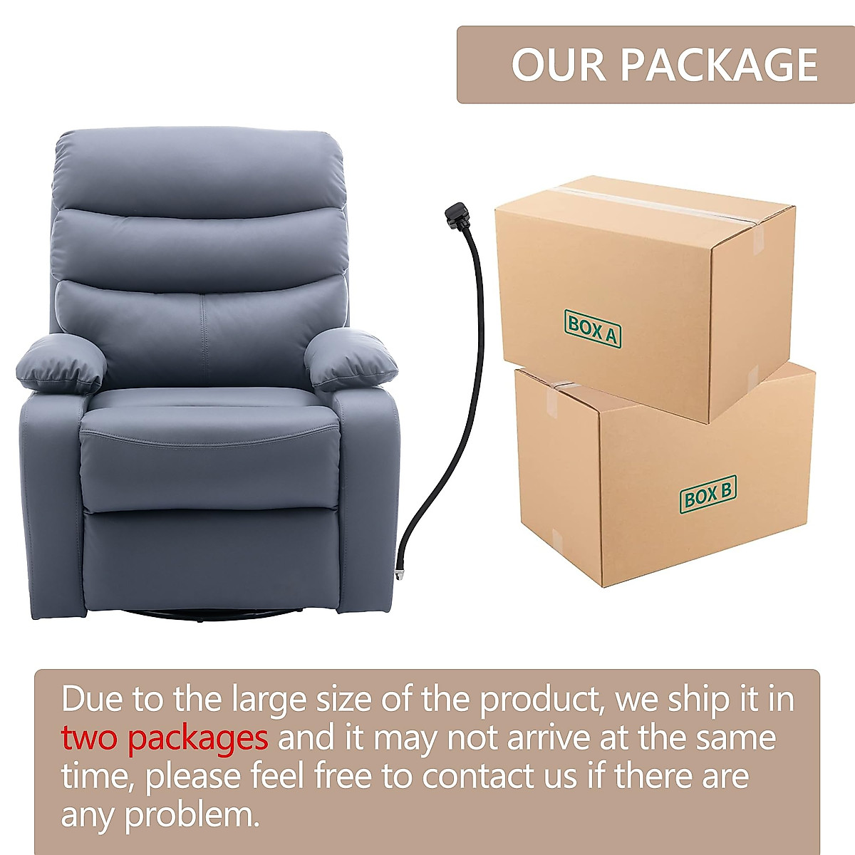 GNMLP2020 Swivel Rocker Recliner Chair for Adults, Rocking Recliner Chair, Manual Small Recliners for Small Spaces, Living Room, Nursery, RV, Dark Grey