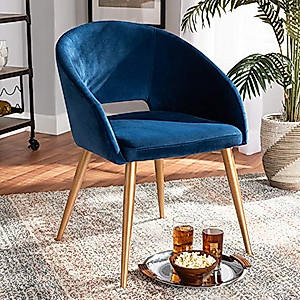 Baxton Studio Dining Chairs, Navy Blue/Gold