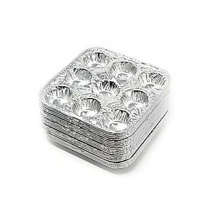 9-Cavity Mini Cupcake and Muffin Pans | Disposable Aluminium Baking Pans | Use for Baking Mini Muffin, Cupcake, Cake | For Weddings, Parties, Birthdays, Gatherings (12 Pack)