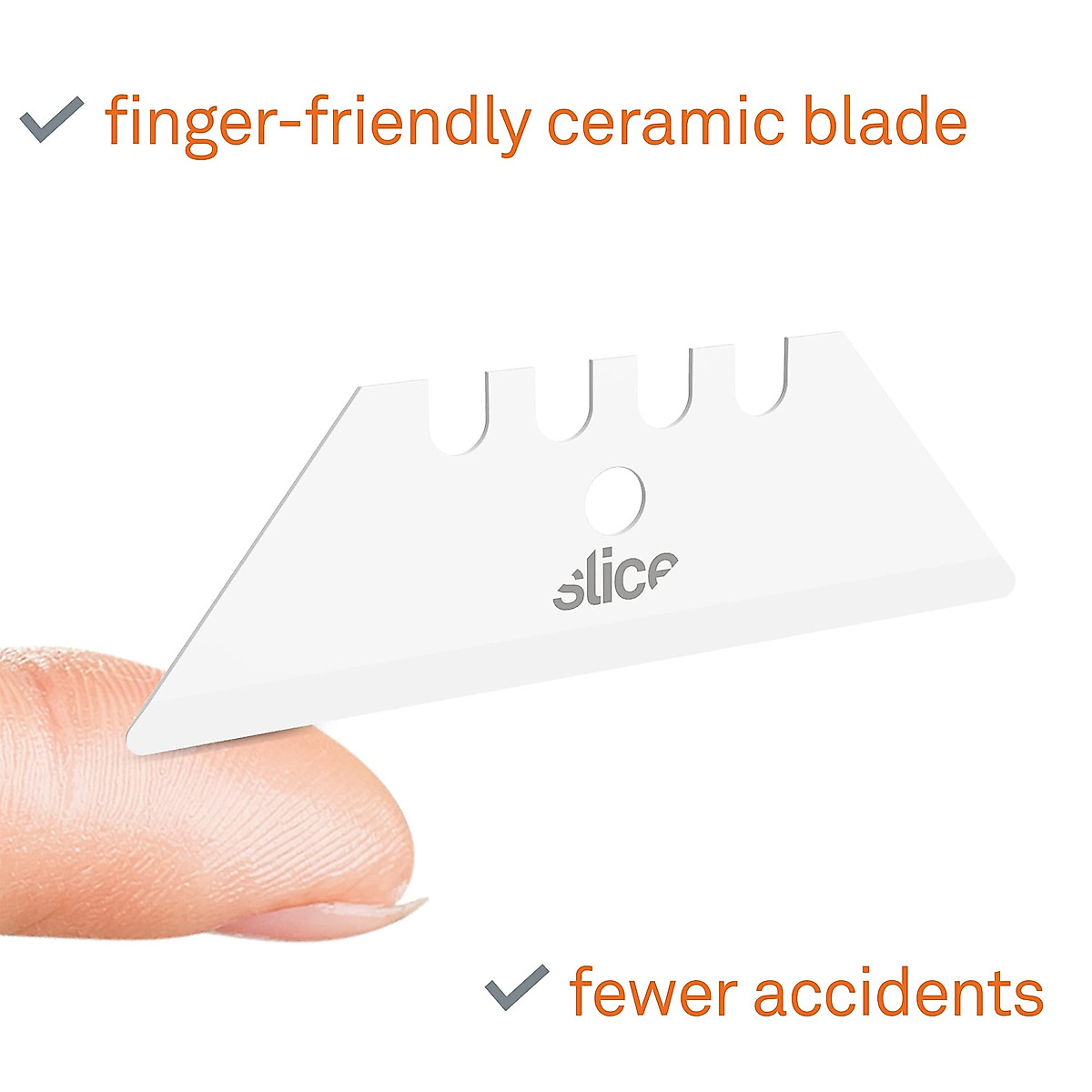 Slice 10524 Ceramic Utility Blades (Rounded-Tip), Finger-Friendly, Safe to Touch, Strong, Durable, Last 11 Times Longer Than Metal, Multiple Tool Compatibility (2 Blades)