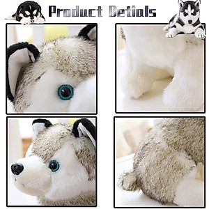 Enhopty 8" Husky Dogs Plush Husky Wolf Stuffed Animal Toys Puppy Doll Simulation Dog Ornaments Soft Cuddle Adorable Gifts for Girls Boys Toddlers on Birthday Children's Day