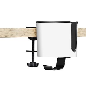 GUNKING Luxury 2-in-1 Anti-Spill Cup Holder with Under Desk Headphone Hanger (White)