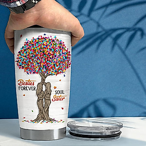 SANDJEST Best Friend Tumbler 20oz Besties Gifts for Women BFF Soul Sister Bestie Stainless Steel Insulated Tumblers Coffee Travel Mug Cup Friendship Gift for Birthday Christmas