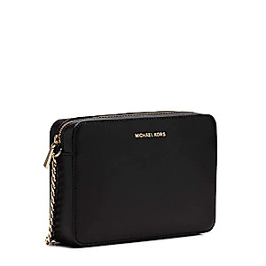 Michael Kors Women's Jet Set Crossbody Leather Bag, Black, Large