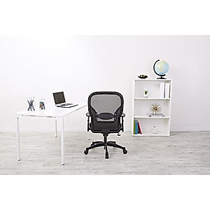 SPACE Seating Breathable Mesh Black Back and Padded Mesh Seat, 2-to-1 Synchro Tilt Control, Adjustable Arms and Lumbar Support with Gunmetal Finish Base Managers Chair
