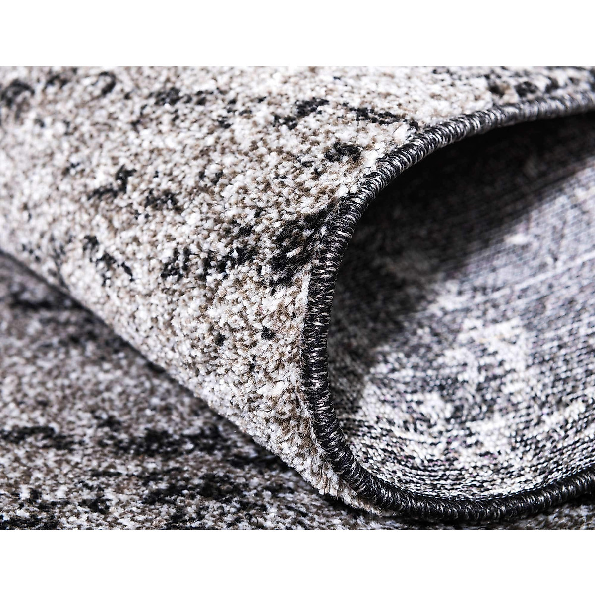 Unique Loom Del Mar Collection Area Rug - Lucille (9'x 12' Rectangle, Dark Gray/ Ivory)