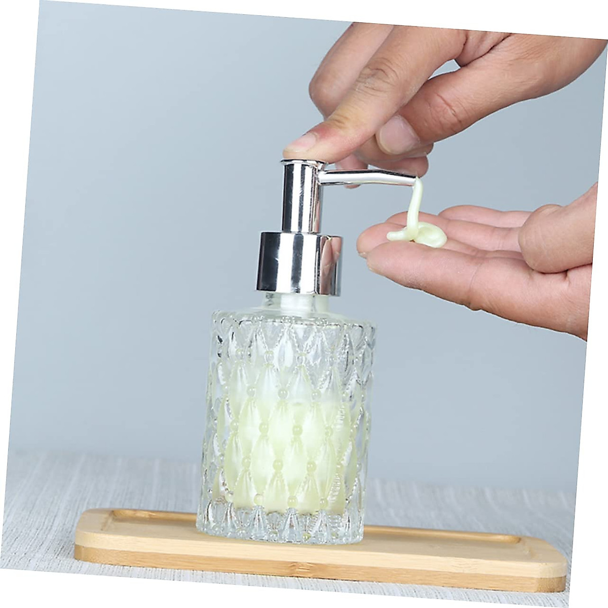 STAHAD 6 Pcs Glass Cosmetics Bottles Refillable Wash Hand Liquid Bottle Glass Lotion Bottle Glass Pump Bottle Empty Pump Dispenser Glass Dispenser Foam Soap Dispenser Travel Shampoo Clean