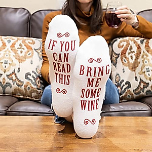 Haute Soiree If You Can Read This, Bring Me Some Wine Funny Socks for Women - One Size Fits All