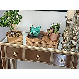 Snuglily Rustic Rectangle Farmhouse Tray Decorative Tray Hand Carved Soild Wood Antique Handcrafted Tray Ottoman Rectangle Tray 15 inch x 11 inch