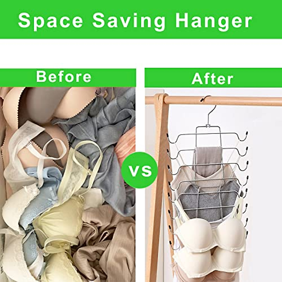 dineda 2PACK Tank Top Hanger Bra Organizer Bra Hangers for Closet Organizer Hangers Shirt Space Saving Black