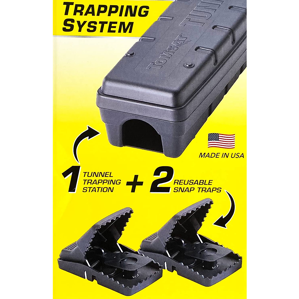 Tomcat Motomco Tunnel Trapping System - Full CASE Bait Station and Trap Station Includes 8 Individual Reusable Snap Traps | 4 Individual Tunnels in Set | Made in USA