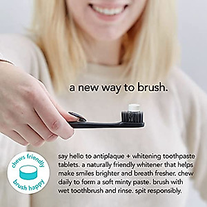 hello Antiplaque & Teeth Whitening Eco Friendly Travel Toothpaste Tablets, Natural Peppermint Flavor, Fluoride Free, TSA Compliant, Vegan, SLS Free, Plastic-Free, 60 Tablets