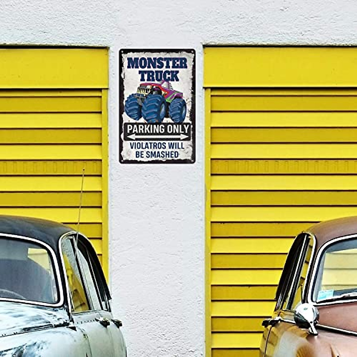 Metal Street Tin Sign Monster Truck Parking Only Violators Will Be Smashed Decor Tin Signs 12x8Inch/20x30cm