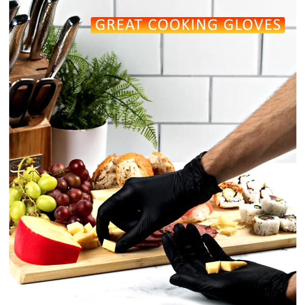 Soft Disposable Black Vinyl Gloves - 100 Pack 3 Mil Powder Free Black Disposable Gloves - Cooking Gloves Disposable Food Safe – Gloves for Cooking, Latex Free (Medium - Pack of 100)