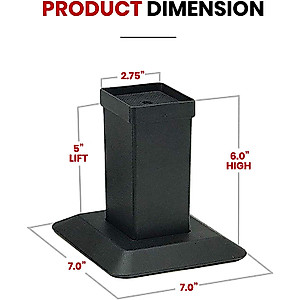 iPrimio Aluminum Heavy Duty Bed Risers - Metal, 5 Inch Lift, 4 Pack, Up to 9,000lbs - Bed Raising Blocks, Furniture Risers - Tall, Safe, Sturdy Bed Lifts for College Dorm, Couches, Bed Frame Riser